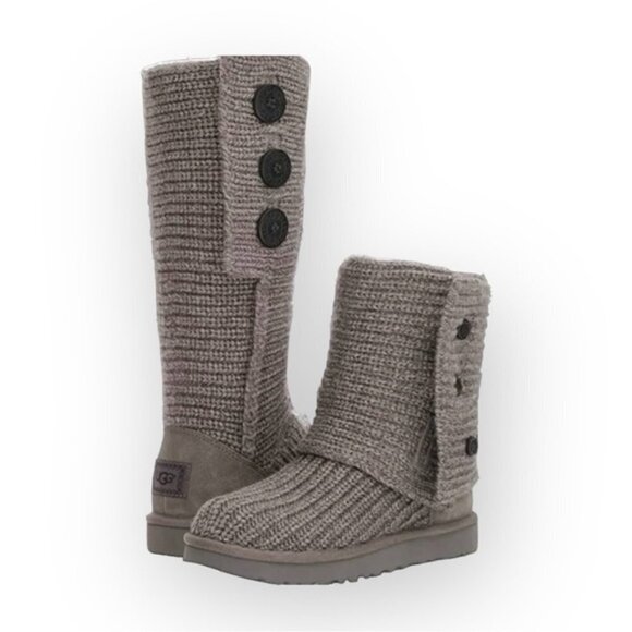 UGG | Shoes | Ugg Classic Cardy Grey Knit Sheepskin Wool Style Boots 6 | Poshmark